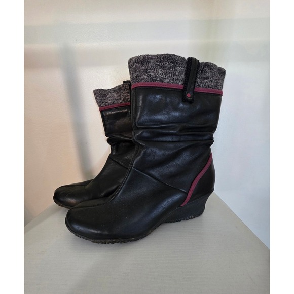 Merrell | Shoes | Merrell Lily Black Performance Boots Wedge Heel ...